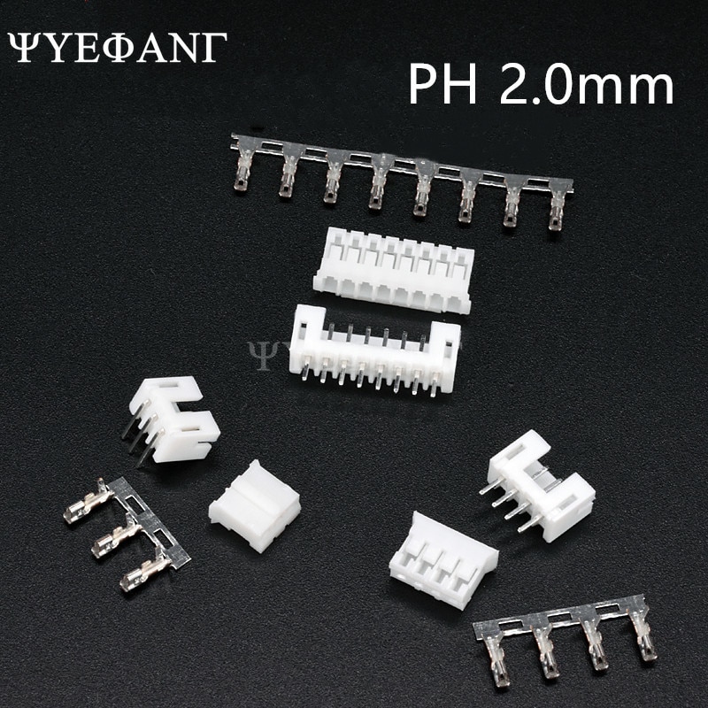 10Sets/Lot PH2.0 PH 2mm Connector Straight needle Seat+Plug+Terminals 2P 3P 4P 5P 6P 7P 8P 9P ...