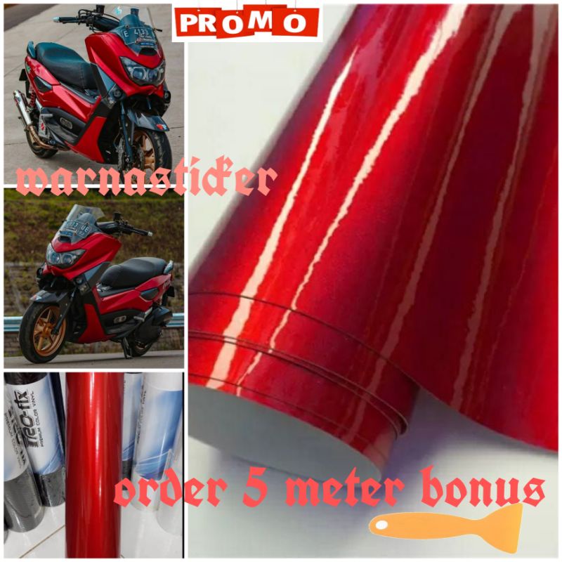 MERAH Sekolet Red sticker chandy scotlet Red candy scotlet sticker ...
