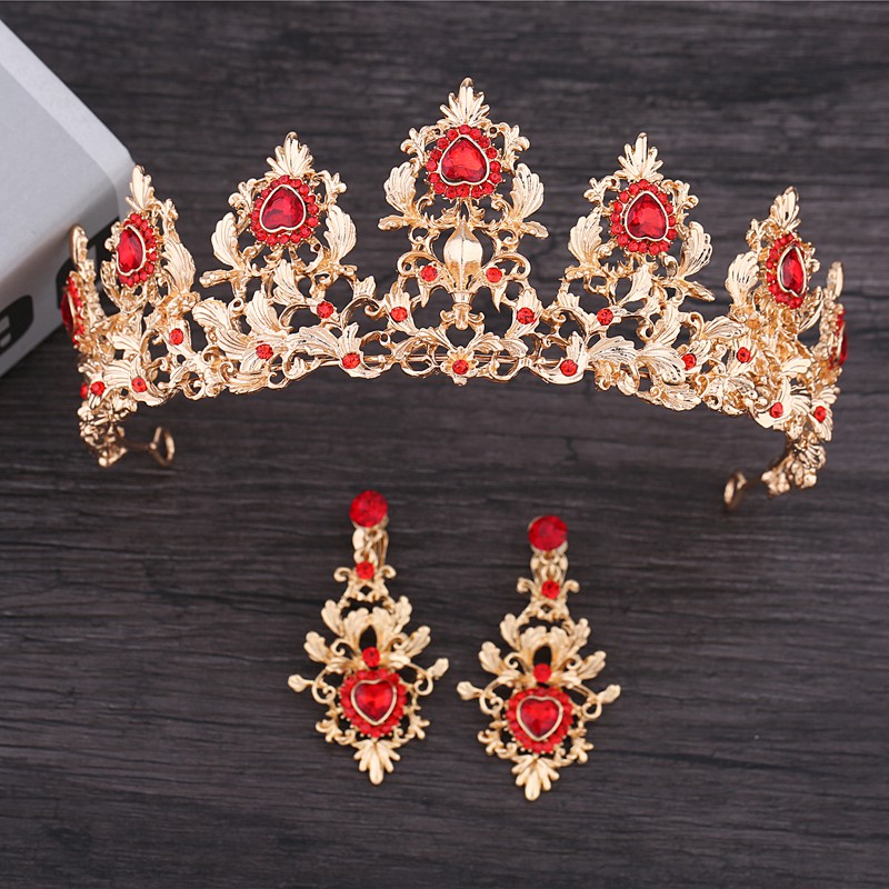 Red Crystal Wedding Tiara Bridal Crown for Wedding Bride Rhinestone ...