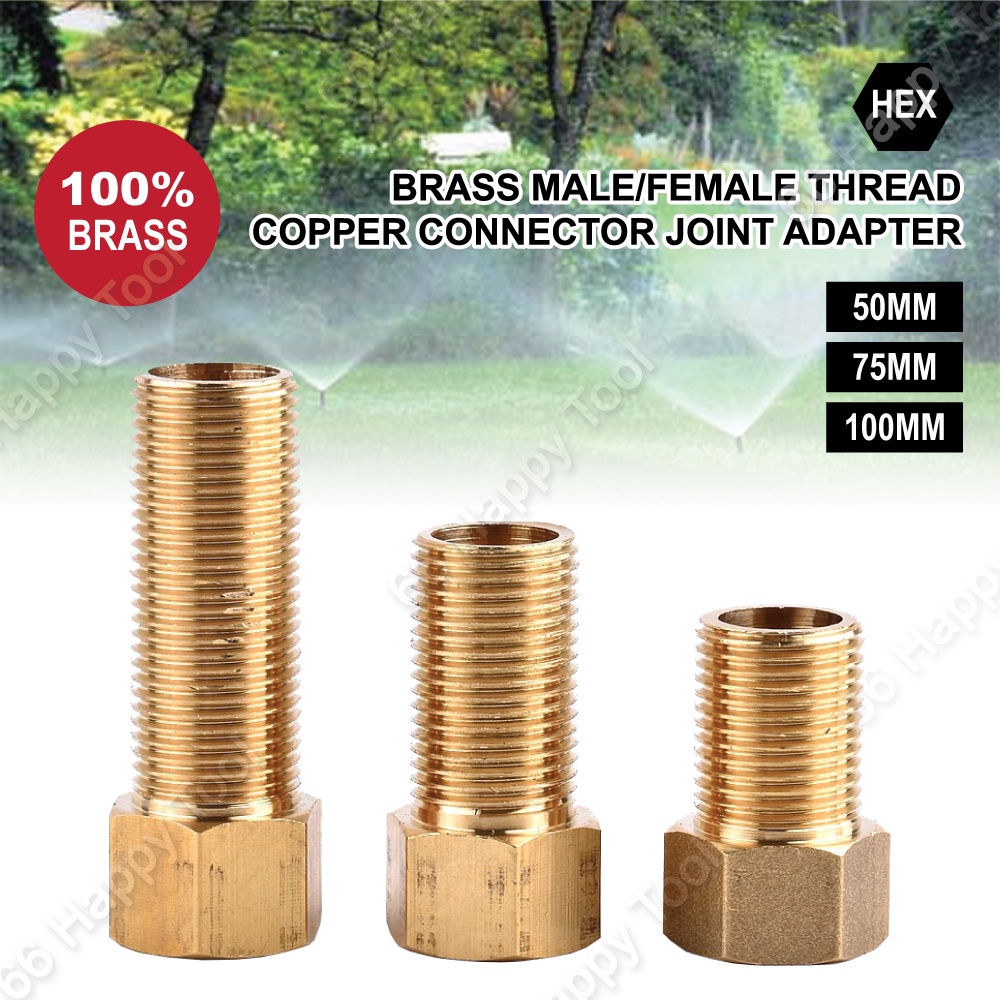 M/F 50mm/75mm/100mm Connector Thread Copper Connector 100% Brass ...