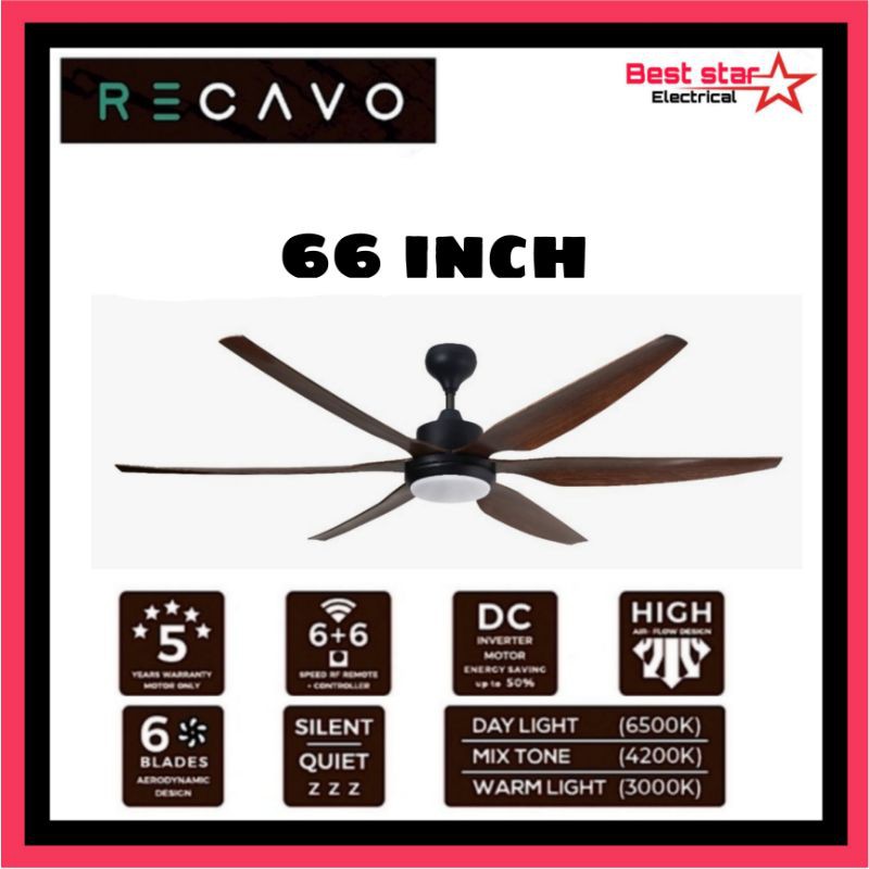 Recavo Remote Control Ceiling Fan - DC Inverter Motor Ceiling Fan with ...