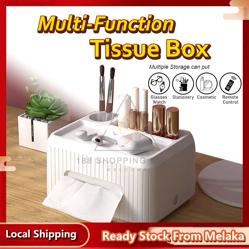 Tissue Boxes Multifunctional Tissue Box Cover Napkin Holder Home Office Remote Control Storage ...
