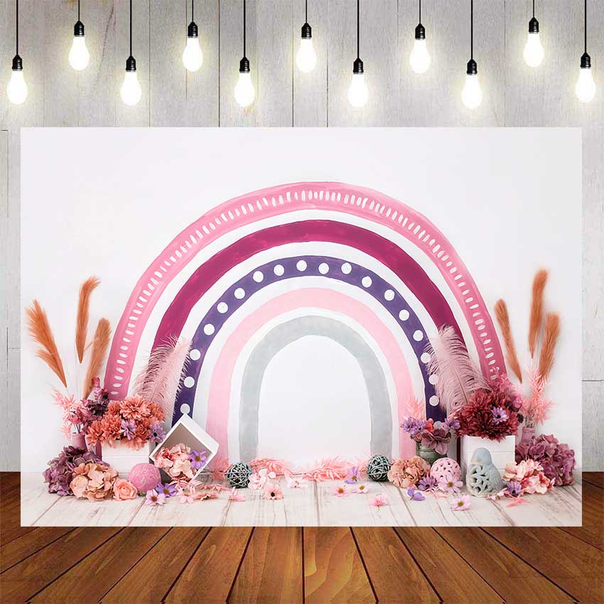 Rainbow Boho Party Backdrop For Family Baby Shower Children Little Girl ...