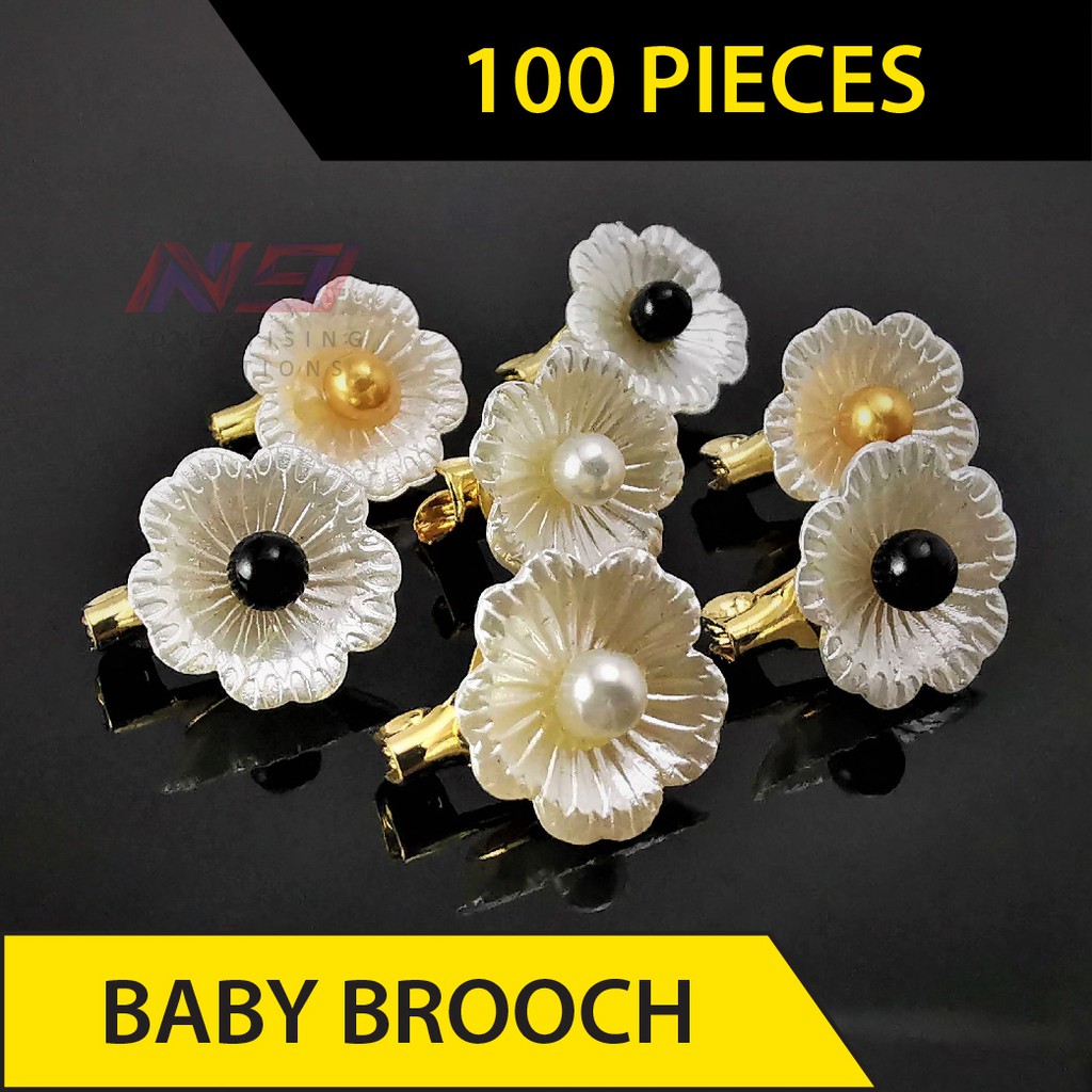 100 Pcs Baby Brooch Flower Shape Mix Gold Siver Bronze Color Plated ...
