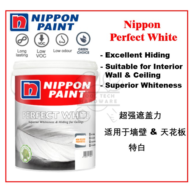 Cat Dinding Rumah Nippon Paint 5L Perfect White Cat Putih White ...