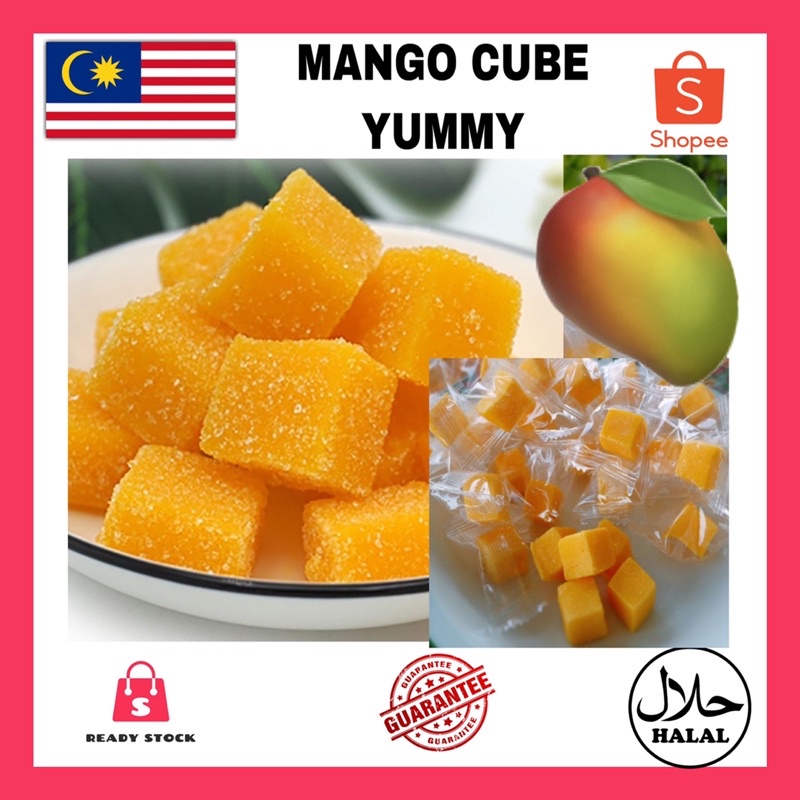 [HALAL] Ready 100pcs Cheap Mango Cube Candy Delicious Gula Gula Mangga ...