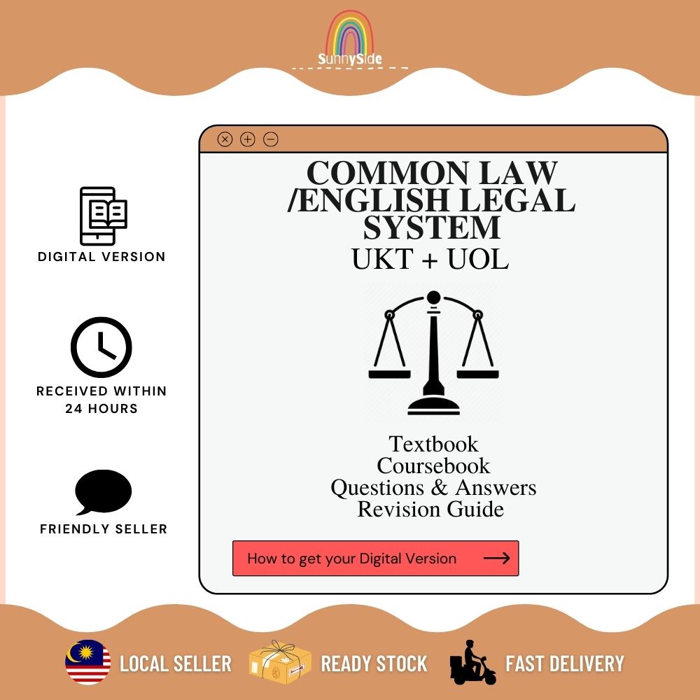 [DIGITAL VER.] Common Law /English Legal System LLB UKT UOL Textbook ...
