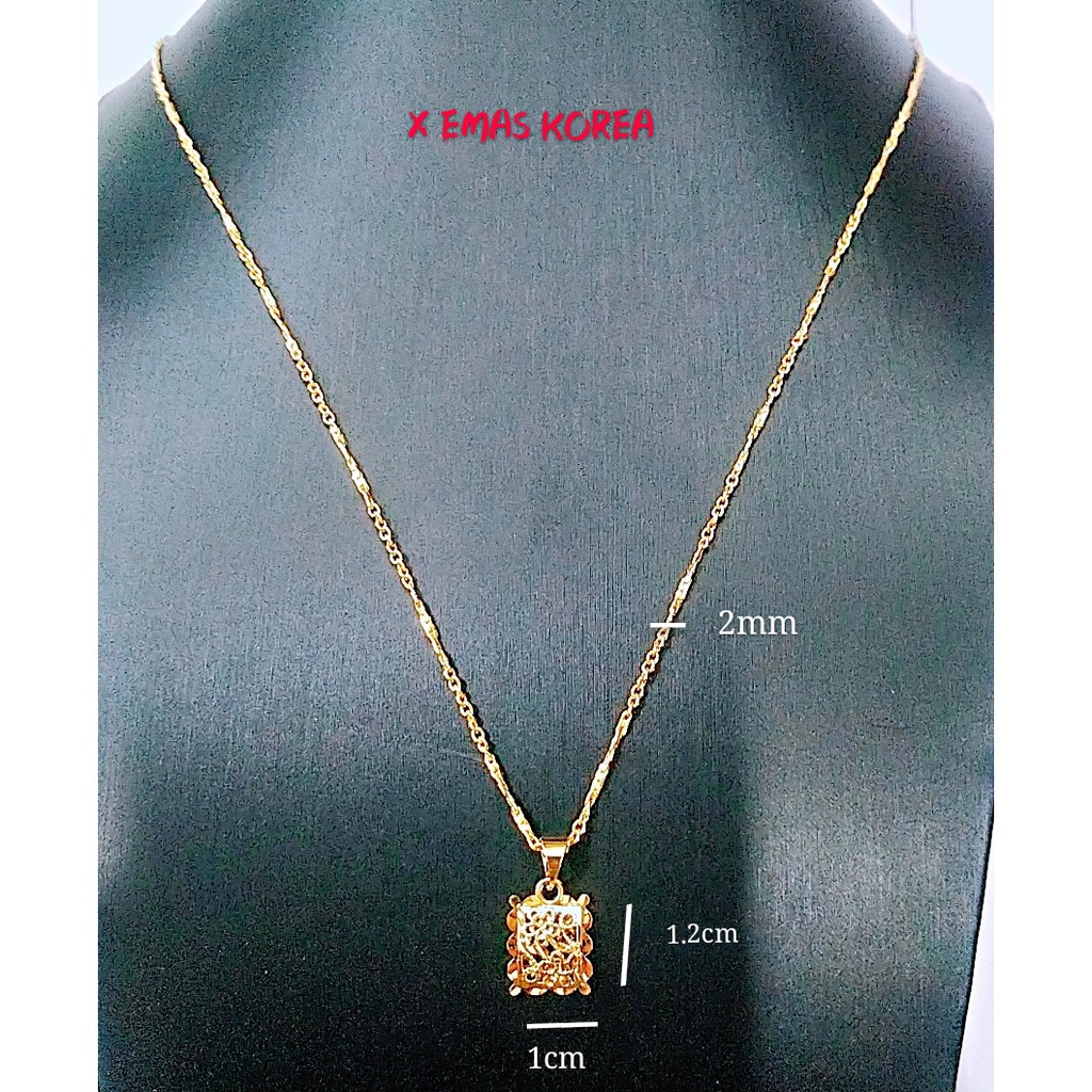 Rantai leher 2mm+loket Emas BANGKOK Jewellery necklace golden plated ...