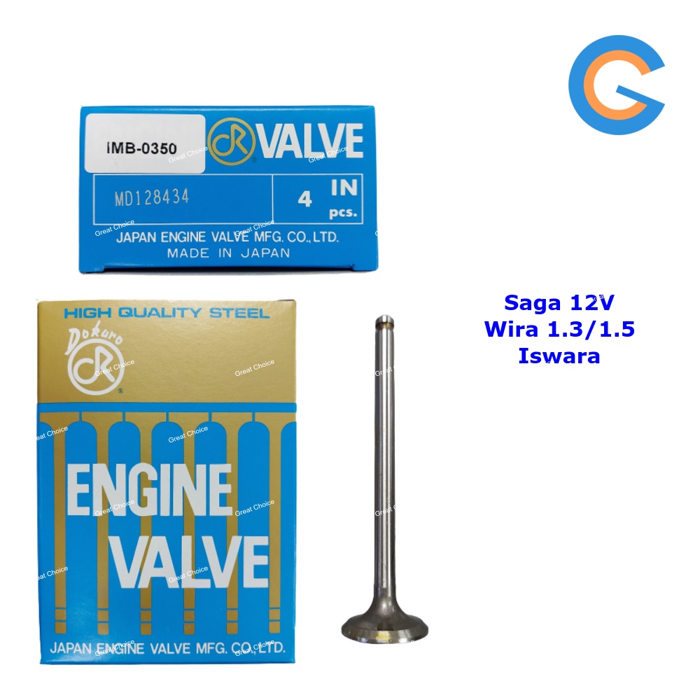 Engine Valve IN Saga 12V, Wira 1.3/1.5, Iswara 4pcs DOKURO Japan PROTON ...