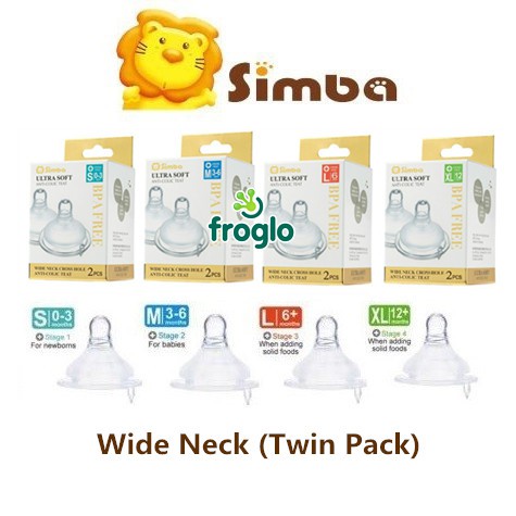 Puting Simba Wide Neck Ultra Soft Anti-Colic Teat (2 teats per pack ...