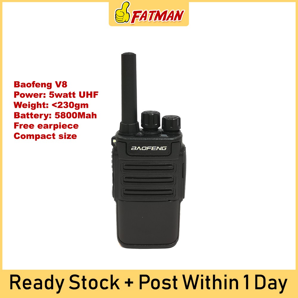 Baofeng BF V8 5 watt Power UHF 5800mAh USB Connection Rechargeable Walkie Talkie (Ready Stock ...