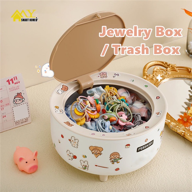Round Plastic Storage Box for Jewelry Accessories Organizer Case With ...