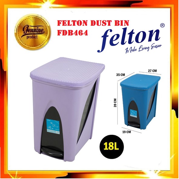 FELTON 18L Plastic Dustbin / Office Dustbin / Home Dustbin / Bathroom ...