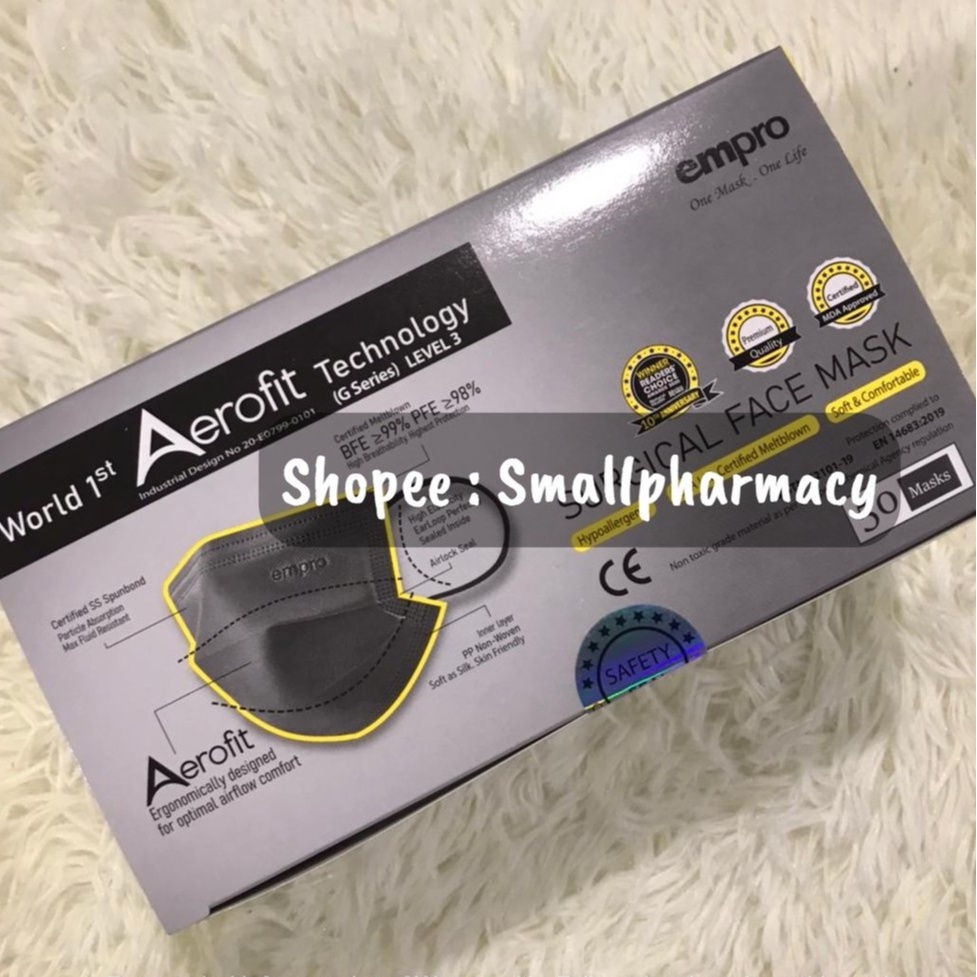 EMPRO Surgical face mask 102978 - Aerofit G series 50s Space Grey Pls ...