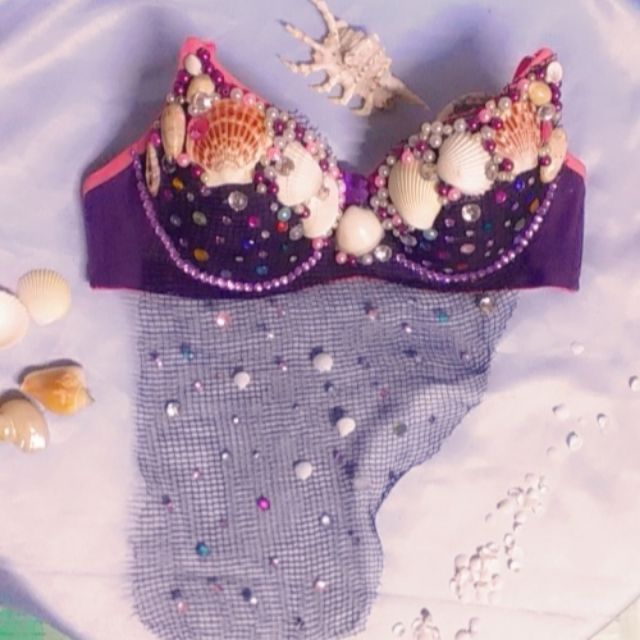 Ariel Mermaid Bra purple seashells | Shopee Malaysia