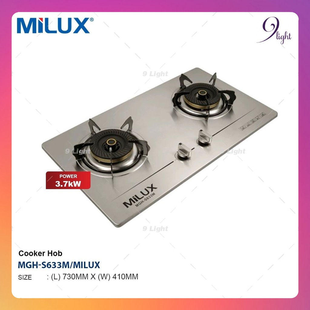 MILUX MGH-S633M BUILT-IN STAINLESS STEEL DOUBLE BURNER GAS COOKER HOB ...