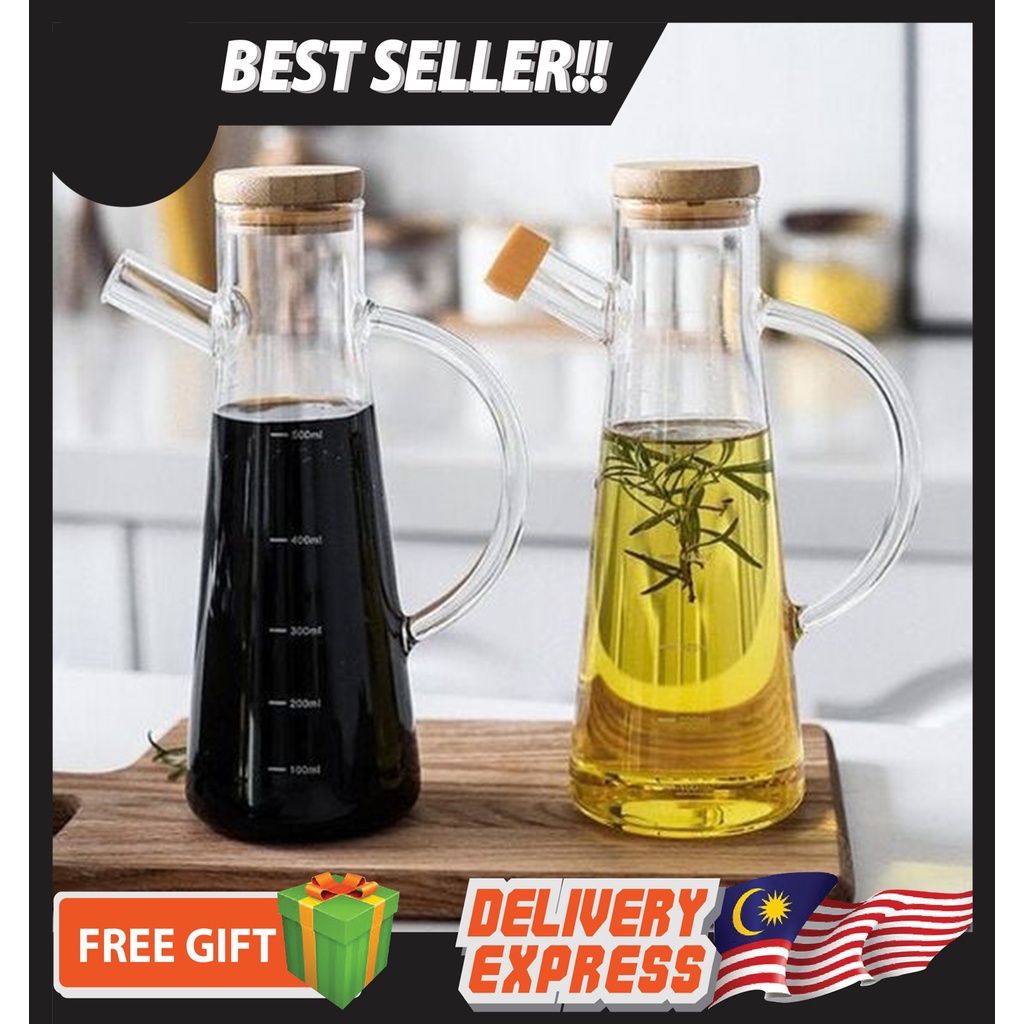 Oil Bottle 500ML dispenser glass with lid BEKAS BOTOL MINYAK Oil Jar ...