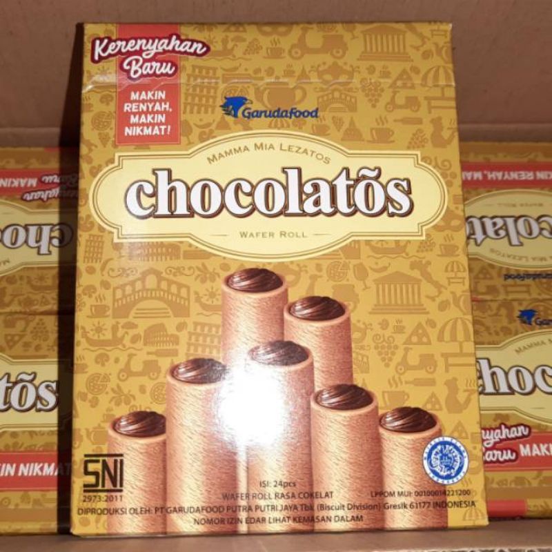 Chocolatos Classic Wafer Rool Box Kuning - Isi 24 Pcs x 9 Gram | Shopee ...