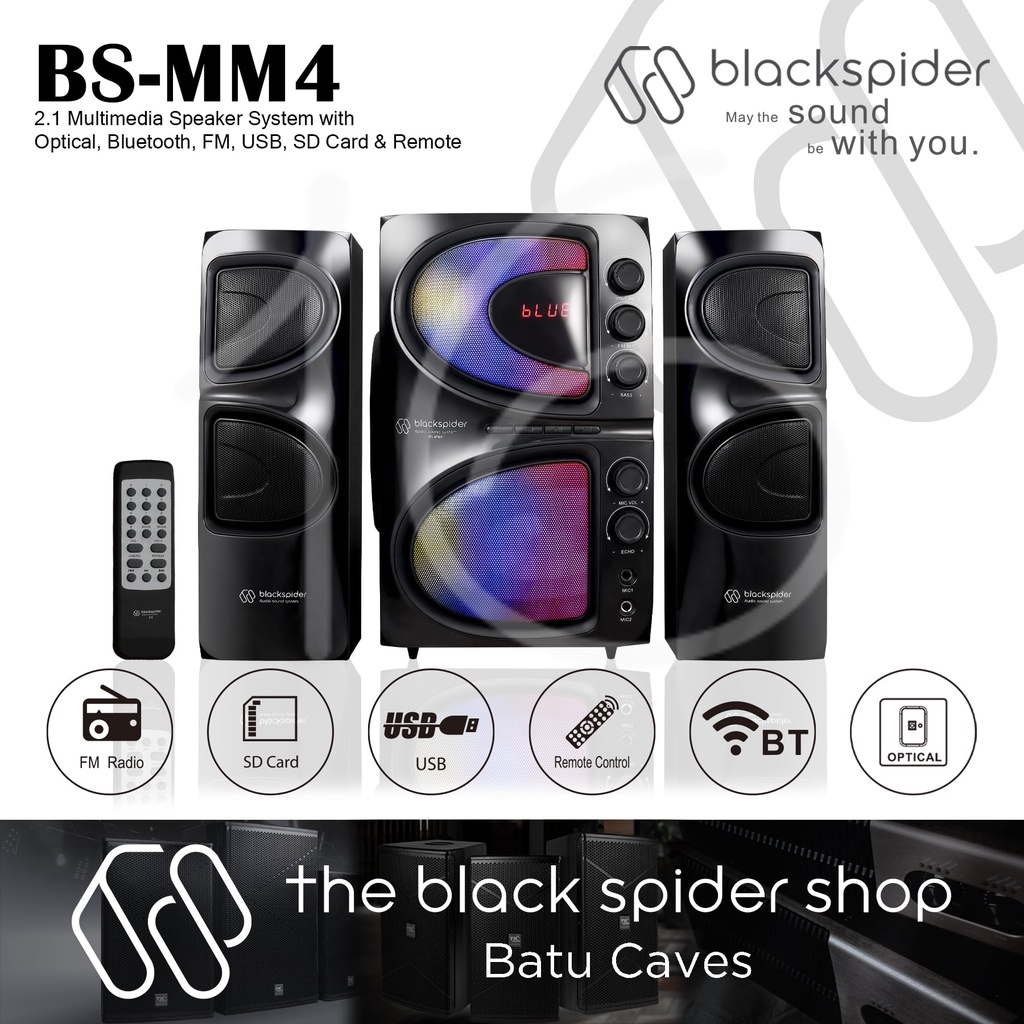Black Spider BS-MM4 2.1CH Bluetooth Speaker with Karaoke System ...