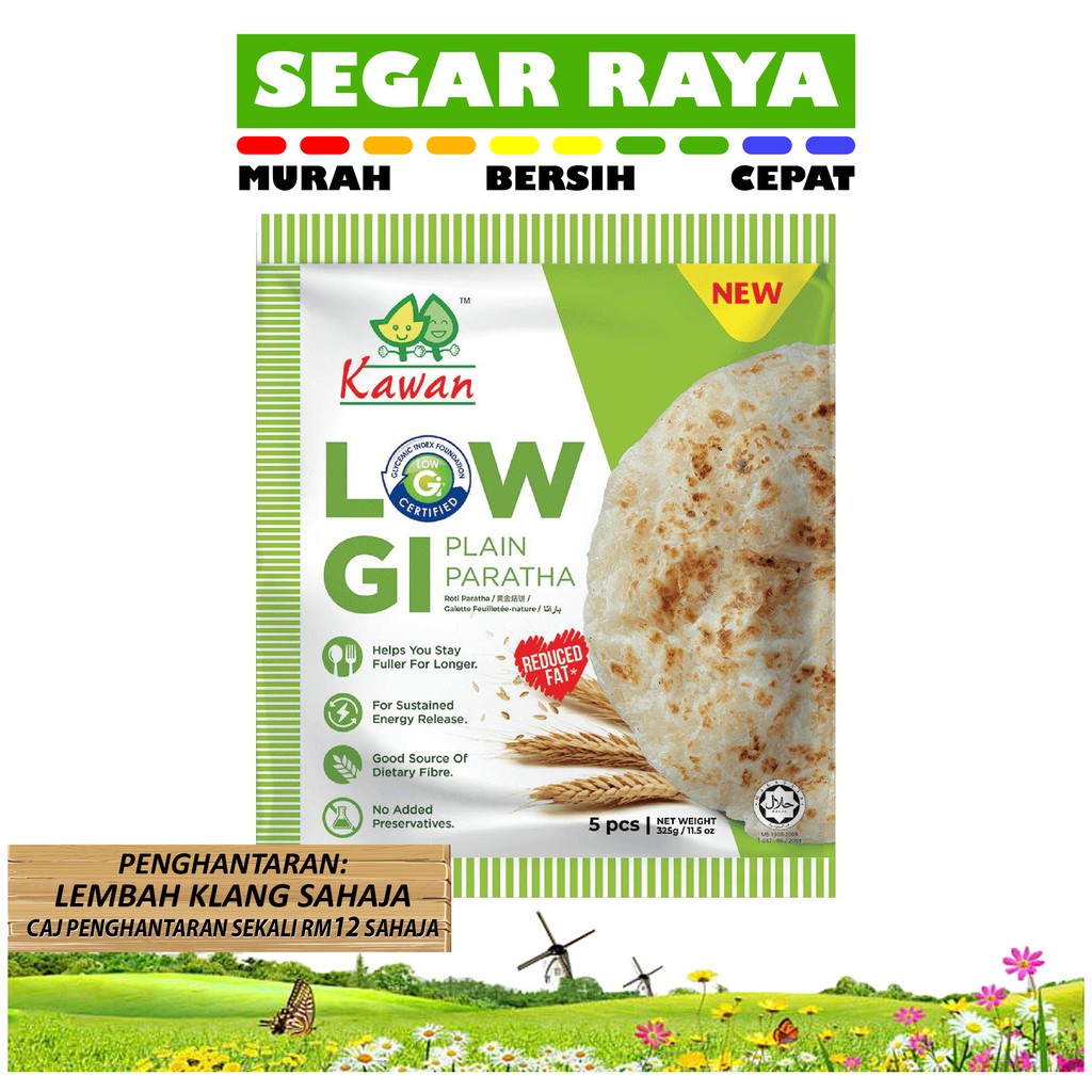 ROTI Kawan Low GI Roti Canai (5pcs - 325g) Low GI Paratha Plain SEGAR ...