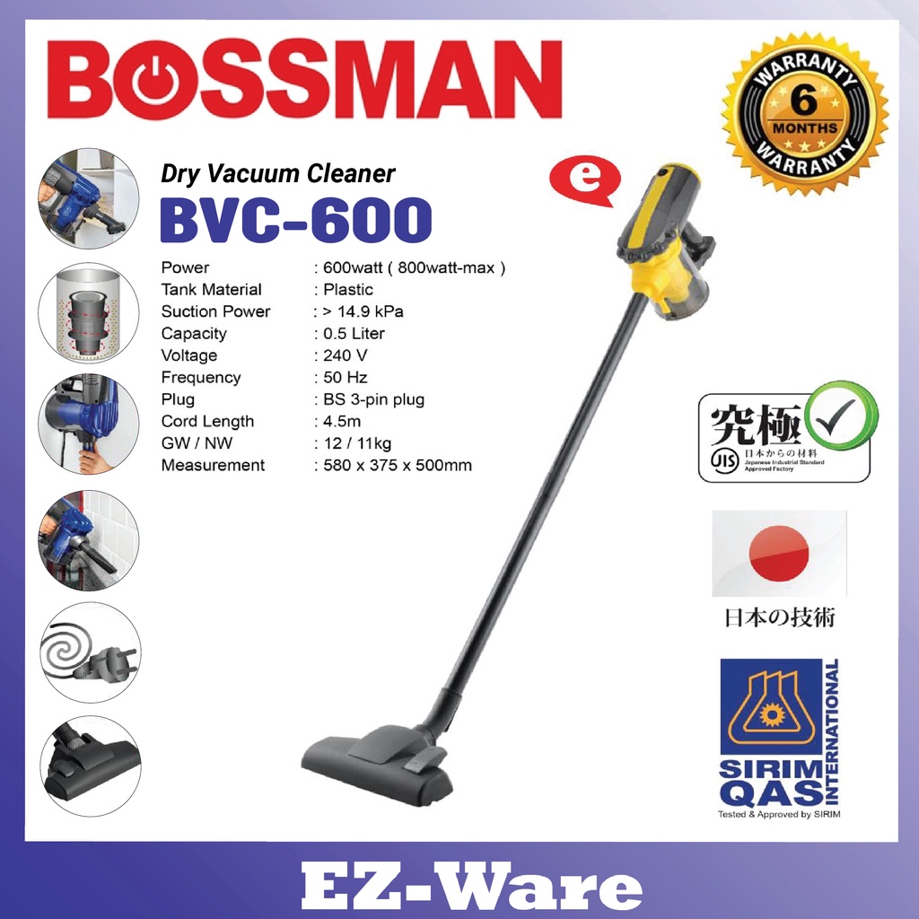 BOSSMAN 600W Handheld Dry Vacuum Cleaner BVC600 | Shopee Malaysia