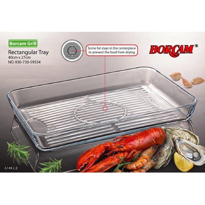 Borcam Large Size Rectangular Glass Baking Tray 40cm X 27cm / Dulang ...