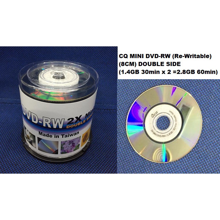 CQ MINI DVD Re-Writable (DVDR-W) 8CM DOUBLE SIDE 2.8GB 60MIN 1PC [READY ...