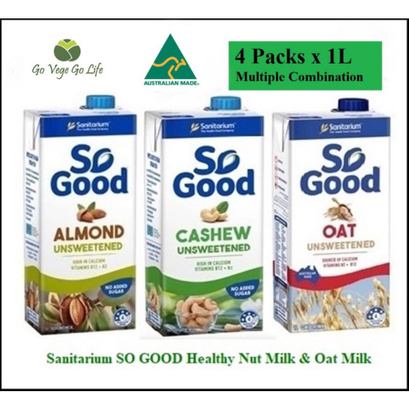 Sanitarium So Good Healthy Plant Milk From Australia (4 Packs) 澳洲无糖植物奶 ...