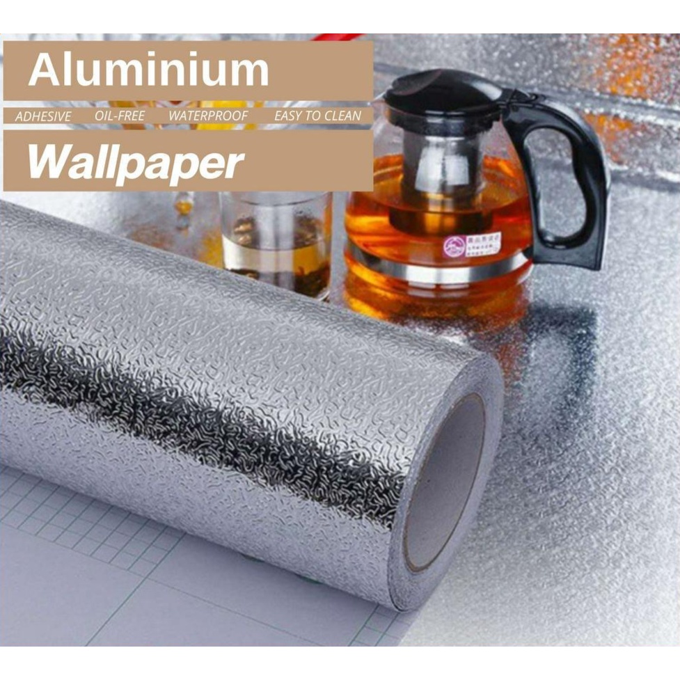 Aluminium Foil Kitchen Wallpaper Wrinkle and Square Pattern Water Heat ...