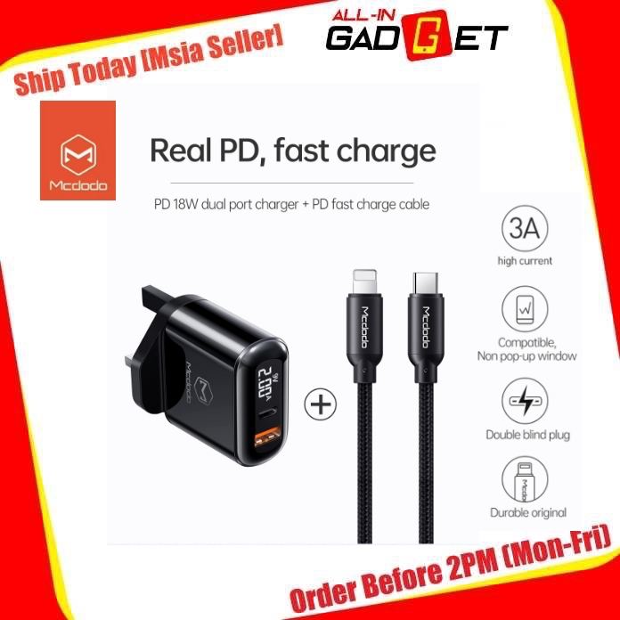 ORIGINAL Mcdodo CH-7231 20W PD+QC Fast Charging Adaptor UK Travel ...
