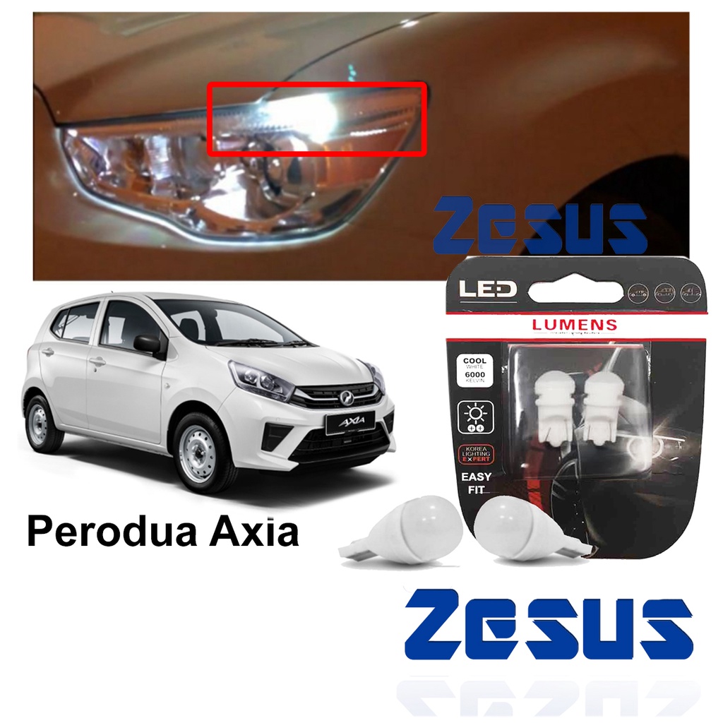 Perodua Axia 2PC LED Bulb T10/W5W 6000K White LED for Side Door Light, Small Headlight, Car Boot ...