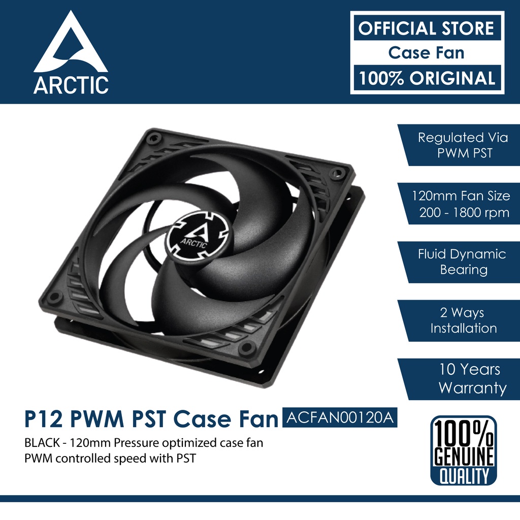 ARCTIC P12 PWM PST Pressure optimized Case Fan & PWM Controlled Speed ...