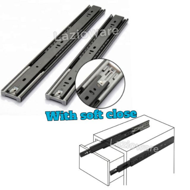 1 pair (left and right) Full Extension Ball Bearing Drawer Slide rail ...