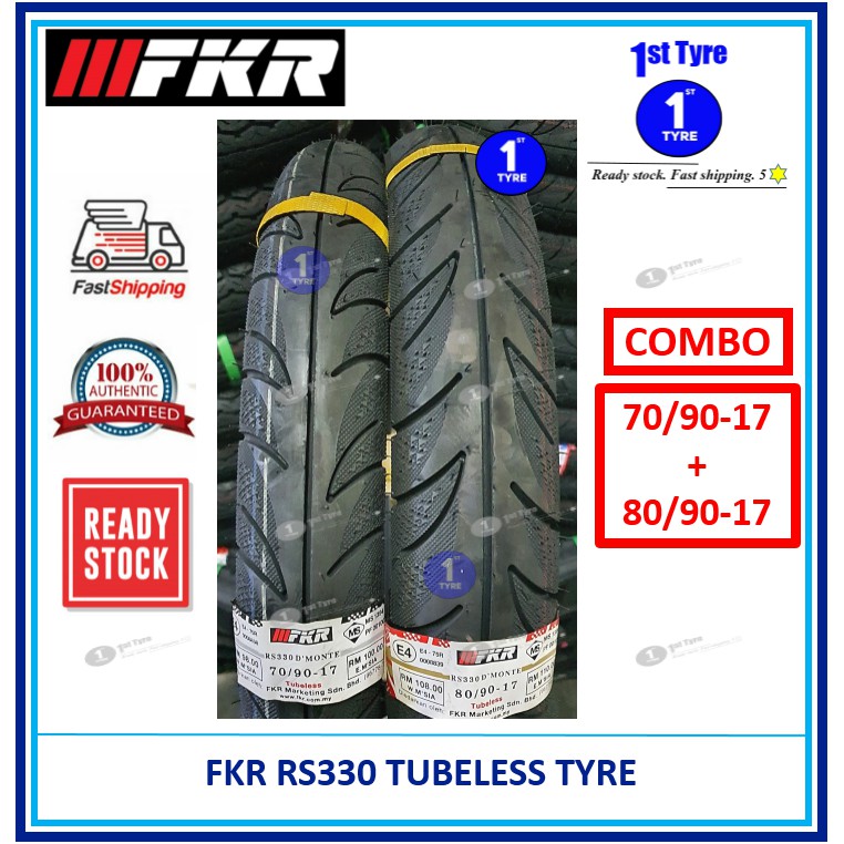 FKR MOTORCYCLE TYRE COMBO! RS330 (MAXXIS DIAMOND) TUBELESS 70/90-17 ...