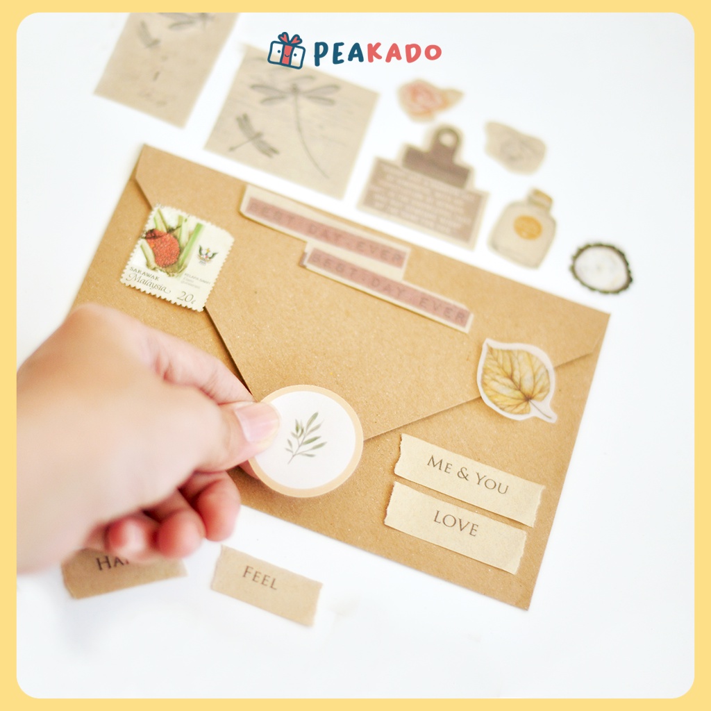 Journaling Kit Envelope Aesthetic DIY A6 Vintage Scrapbook Sticker Set ...