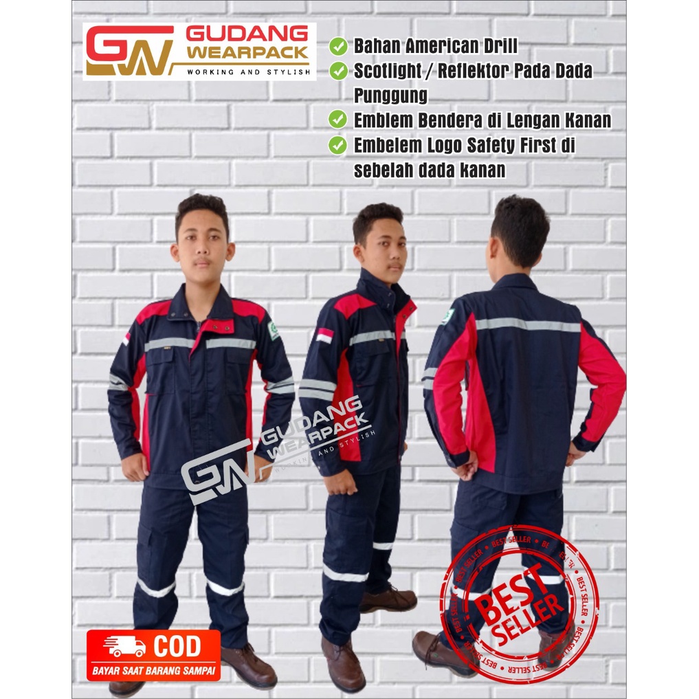 MERAH Bagus Uniform - Work Wear Semijacket Project Uniform Red Half ...