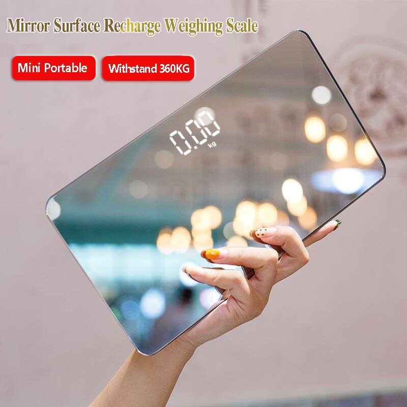 Smart Digital LED Scale 2 in 1 Rechargeable LED Hidden Mirror Screen ...