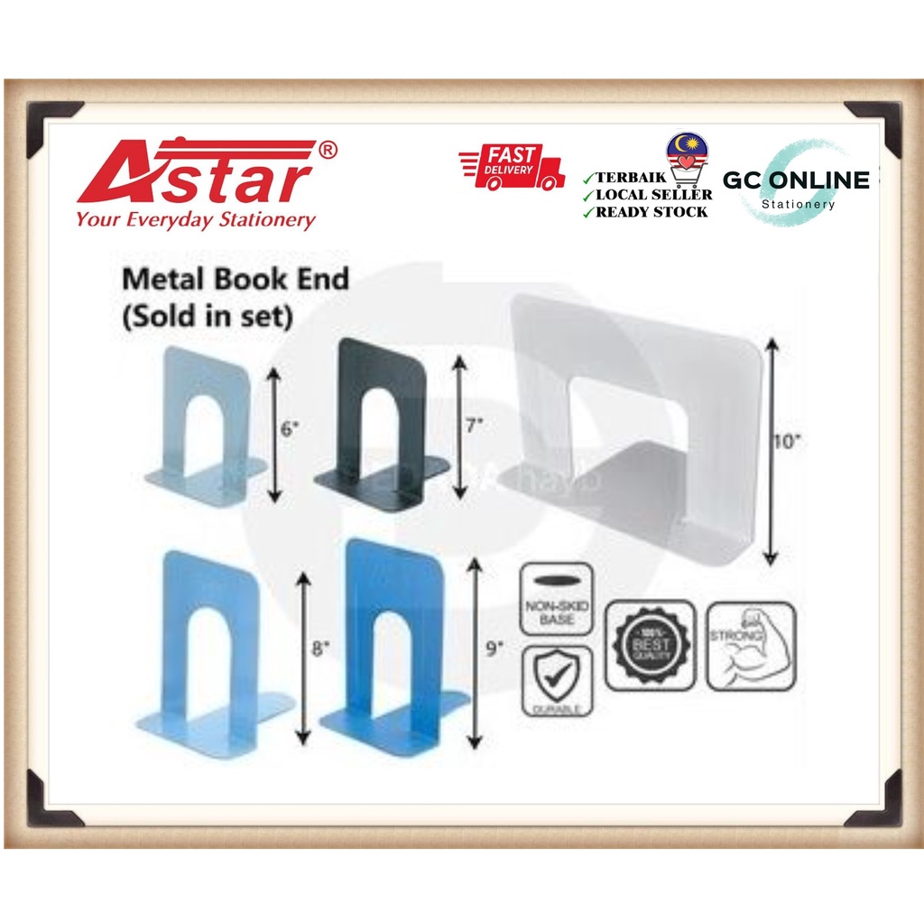 Astar Steel Book End - 6" / 7" / 8" / 9" /10" | Shopee Malaysia