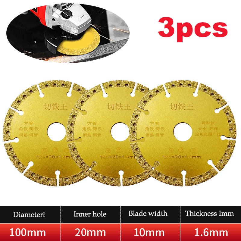3pcs Diamond Saw Blade Metal Cutting Disc For Brazing Iron Rebar ...
