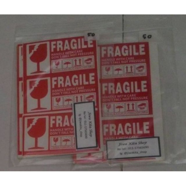 Fragile Sticker 5cm x 9cm (50pcs) | Shopee Malaysia