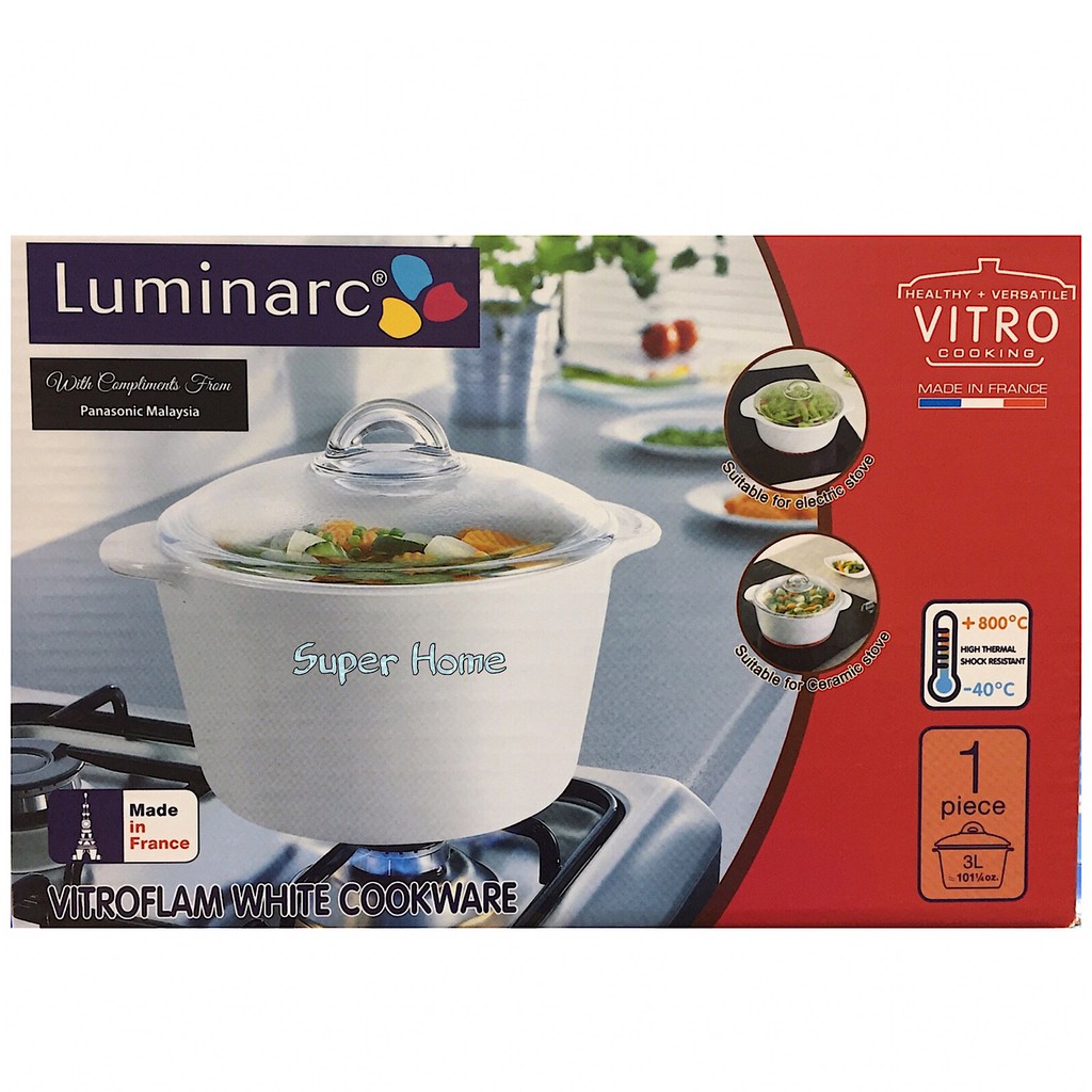 Luminarc Vitroflam Cookware Vitroline - Plain White (3L/20cm) | Shopee ...