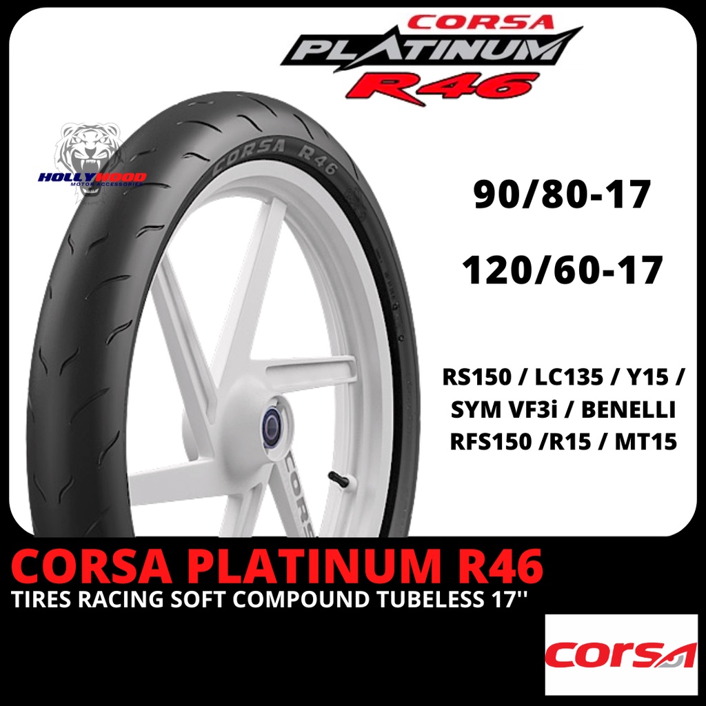 TYRE CORSA R46 RACING SOFT COMPOUND 90/80-17 FOR RS150 LC135 Y15 SYM ...