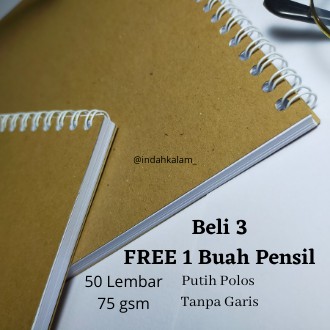 PUTIH Side Top Spiral Notebook A5 A6 Plain White Notebook Without Lines ...