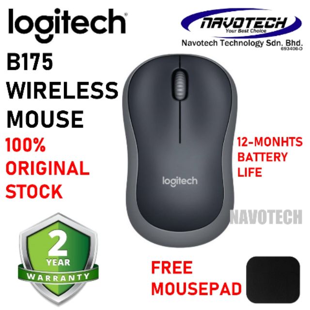 Logitech B175/M170 Wireless USB Optical Mouse - Black Grey | Shopee Malaysia