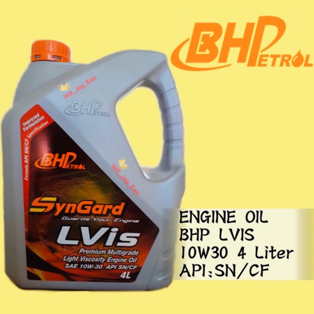 BHP LVIS 4 LITER 10W30 SYNGARD LVIS ENGINE OIL API:SN/CF 4L | Shopee ...