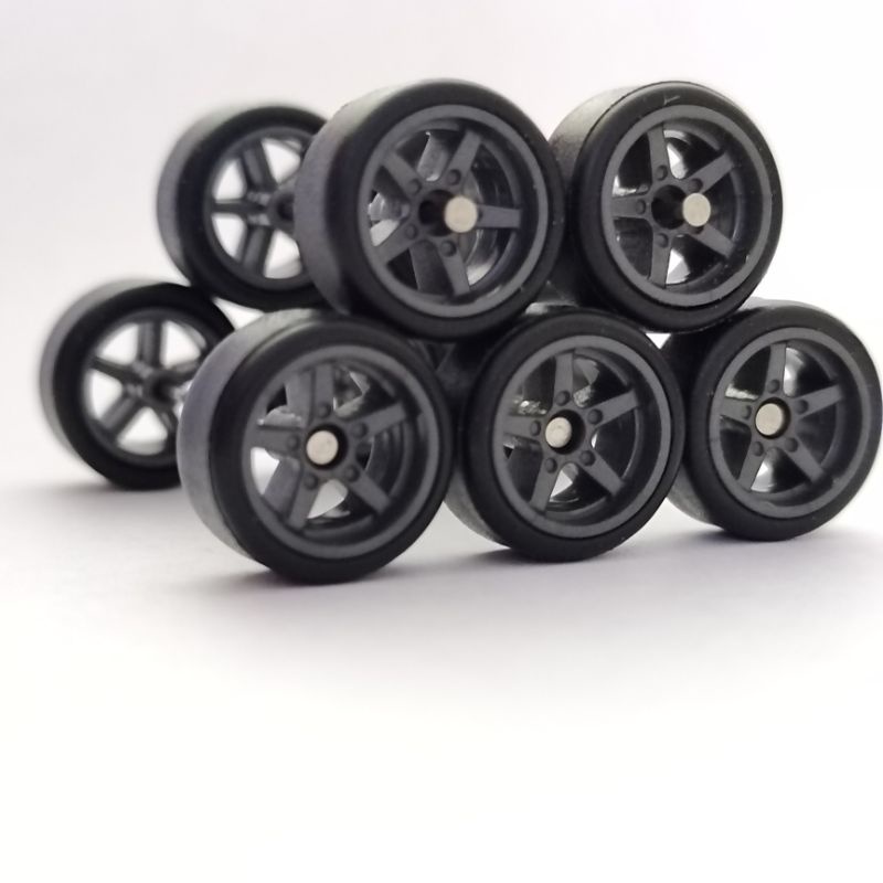 Tayar Getah Rubber Wheels Rim Original Hot Wheels 5 Spoke Dark Grey ...