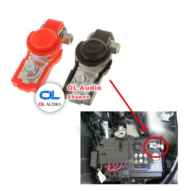 1 Pair Positive & Negative Car Battery Terminals Clamp Clips Kepala ...