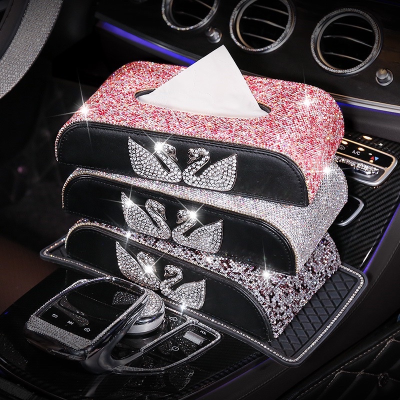 Luxury Bling Crystal Goose Shape Tissue Box For Car Car Tissue Box Car ...