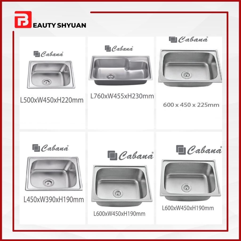 [MULTIPLE CHOICES] CABANA Single Sink Sinki Dapur Top Mount Sink ...