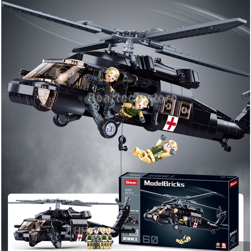 Black Hawk Helicopter Blocks Bricks Military Building Brick Army ...